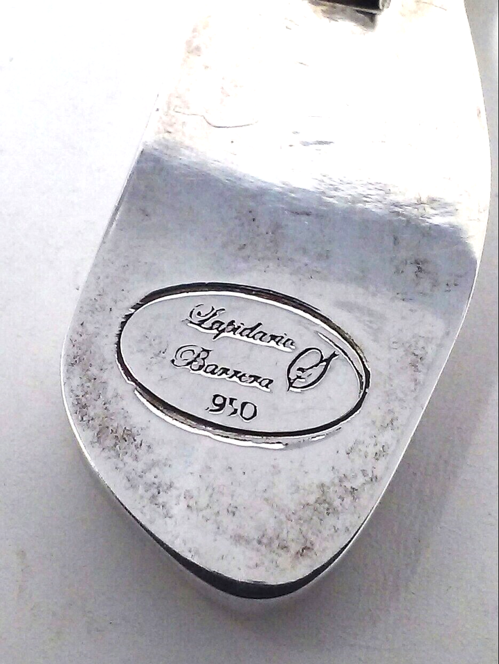 Lapidario Barrera 950 Sterling Silver Abstract Pendant w/ Red Cream ...