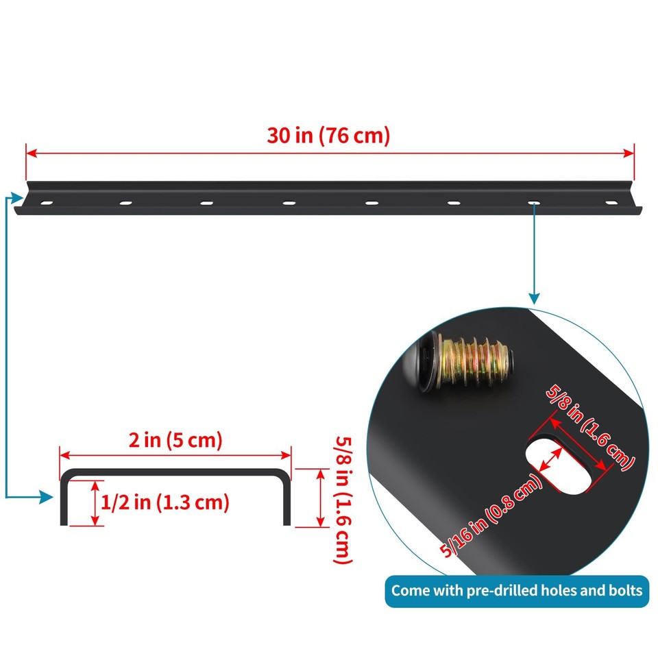 2 Pack C Channel Steel with Bolts 30" Long x 1/2" Leg Support Bracing ...