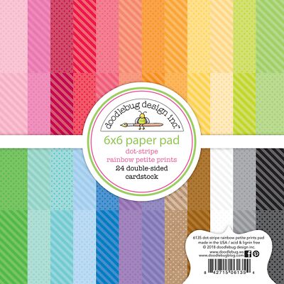 Doodlebug Petite Prints Double-Sided Paper Pad 6"X6" 24/Pkg-Dot-Stripe ...