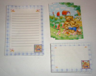 Childrens Teddy Bear Stationery Set Papers Note Cards Envelopes | eBay