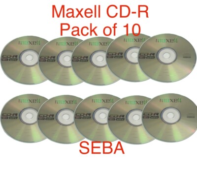 10 x MAXELL CD-R Disc 52x 80min 700MB Blank Music DATA Discs With ...