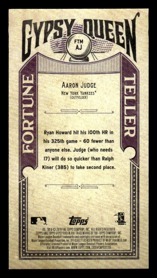 2019 Topps Gypsy Queen #FTM-AJ Aaron Judge Fortune Teller Minis | eBay