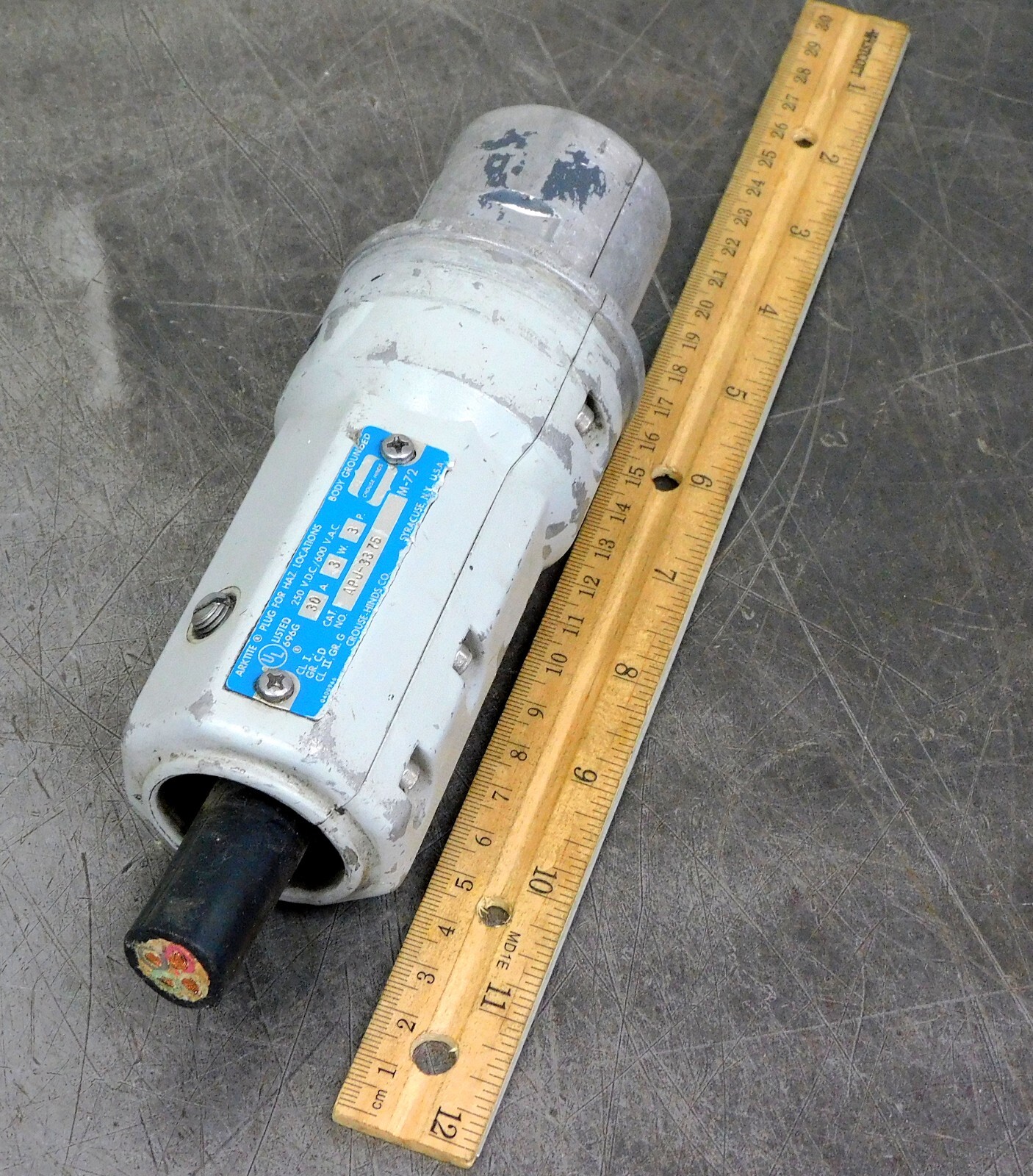 Crouse Hinds APJ-3375 Arktite Plug 30 Amp 600 Volt AC 250 Volt DC 3 ...