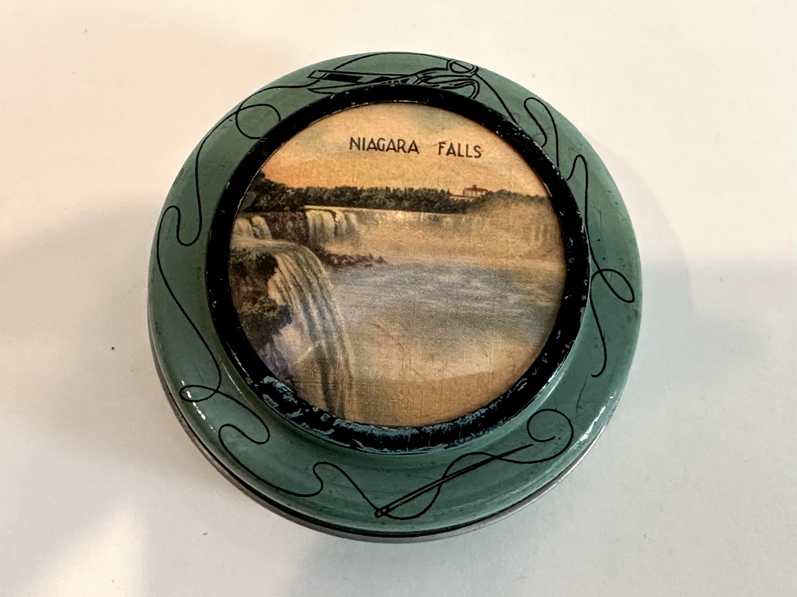 Niagara Falls - Sewing Tin - 2.23" Circumference - 1.5" High - Light Blue | eBay