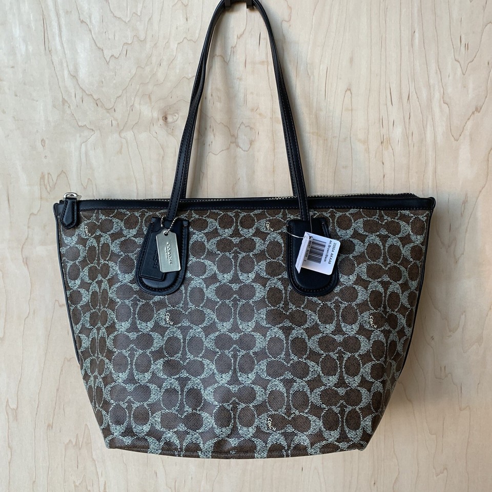 COACH F33504 TAXI ZIP TOP TOTE IN SIGNATURE COATED CANVAS WOMEN BAG ...