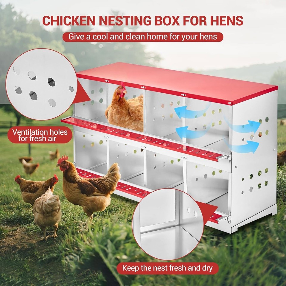 3/6/8/10 Hole Chicken Nesting Box Coop Egg Laying Box Roll Out Egg ...