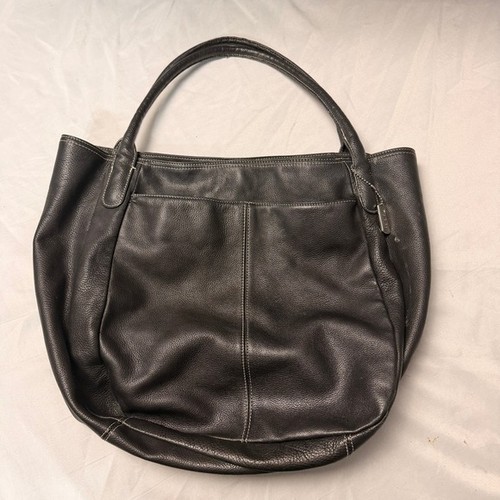 Tignanello Tig & Co Black Genuine Leather Tote Bag Hobo Purse White ...