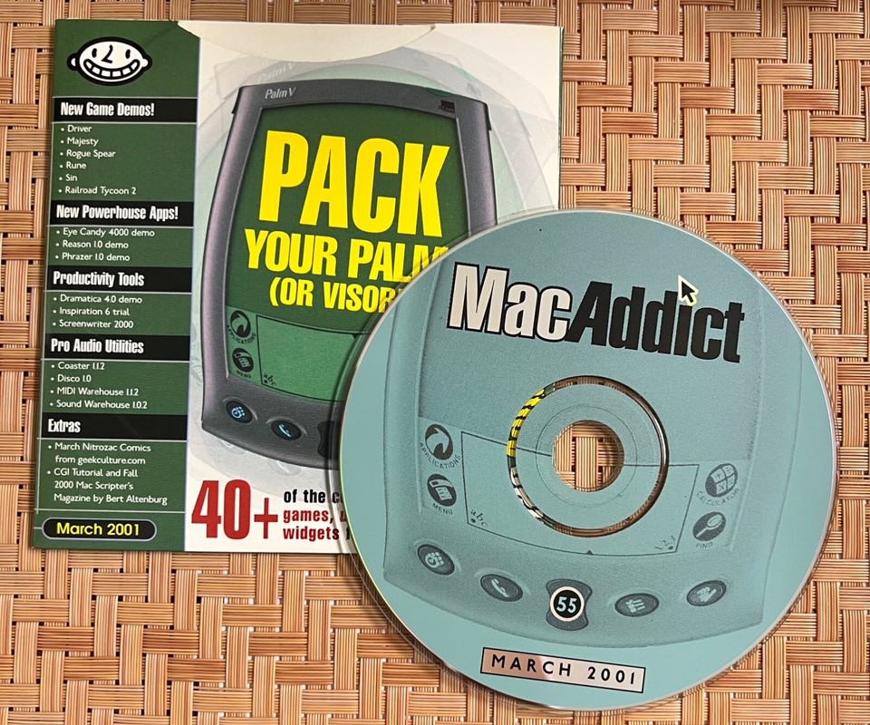 Vintage MacAddict CD-ROM The Disc/Mar 2001 #55 Pack Your Palm (Or Visor ...