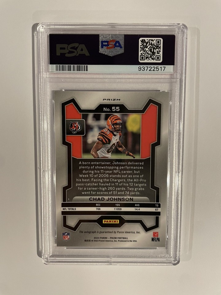 CHAD JOHNSON 2023 Panini Prizm #55 Auto Autograph Silver Prizm PSA 10 ...
