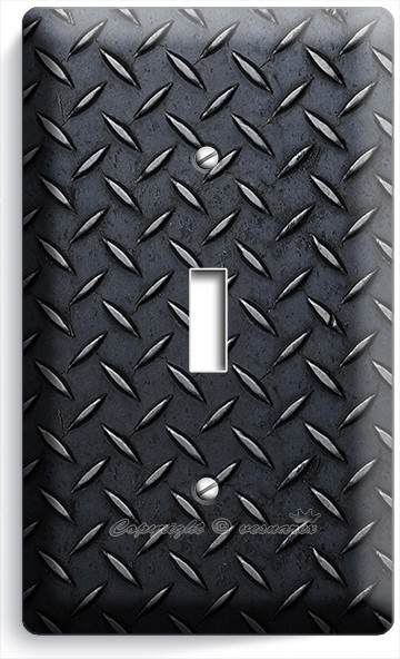 RUSTIC INDUSTRIAL DIAMOND METAL LOOK 1 GANG LIGHT SWITCH WALL PLATES ...