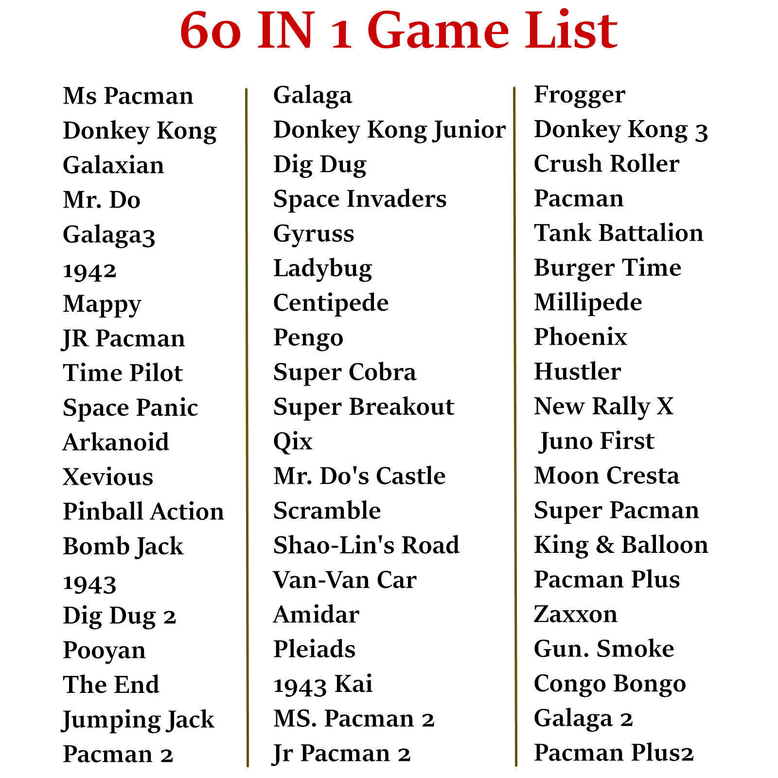 60 IN 1 Arcade Classics Vertical Jamma Board CGA/VGA CRT/LCD PCB Arcade ...