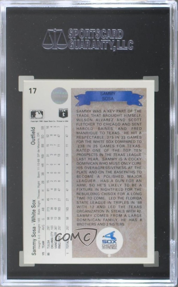 1990 Upper Deck Sammy Sosa #17 SGC 8 Rookie RC | eBay