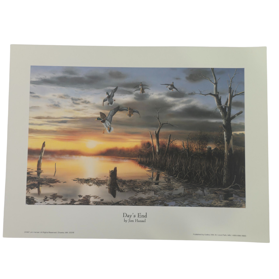 Jim Hansel Wildlife Art Prints Cabin Lake Ducks Geese 1997 Unframed ...