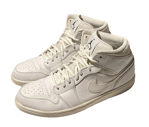 Nike Air Jordan 1 Retro Mid All White Sneakers Men Shoes Size 11.5 ...