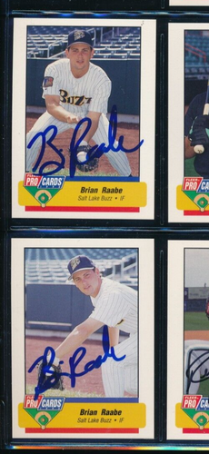 Lot (2) 1994 ProCards Brian Raabe #824 AAA-17 Buzz Signed Autograph ...