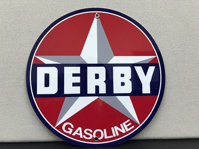 DERBY gasoline racing vintage Style oil round advertising sign | eBay