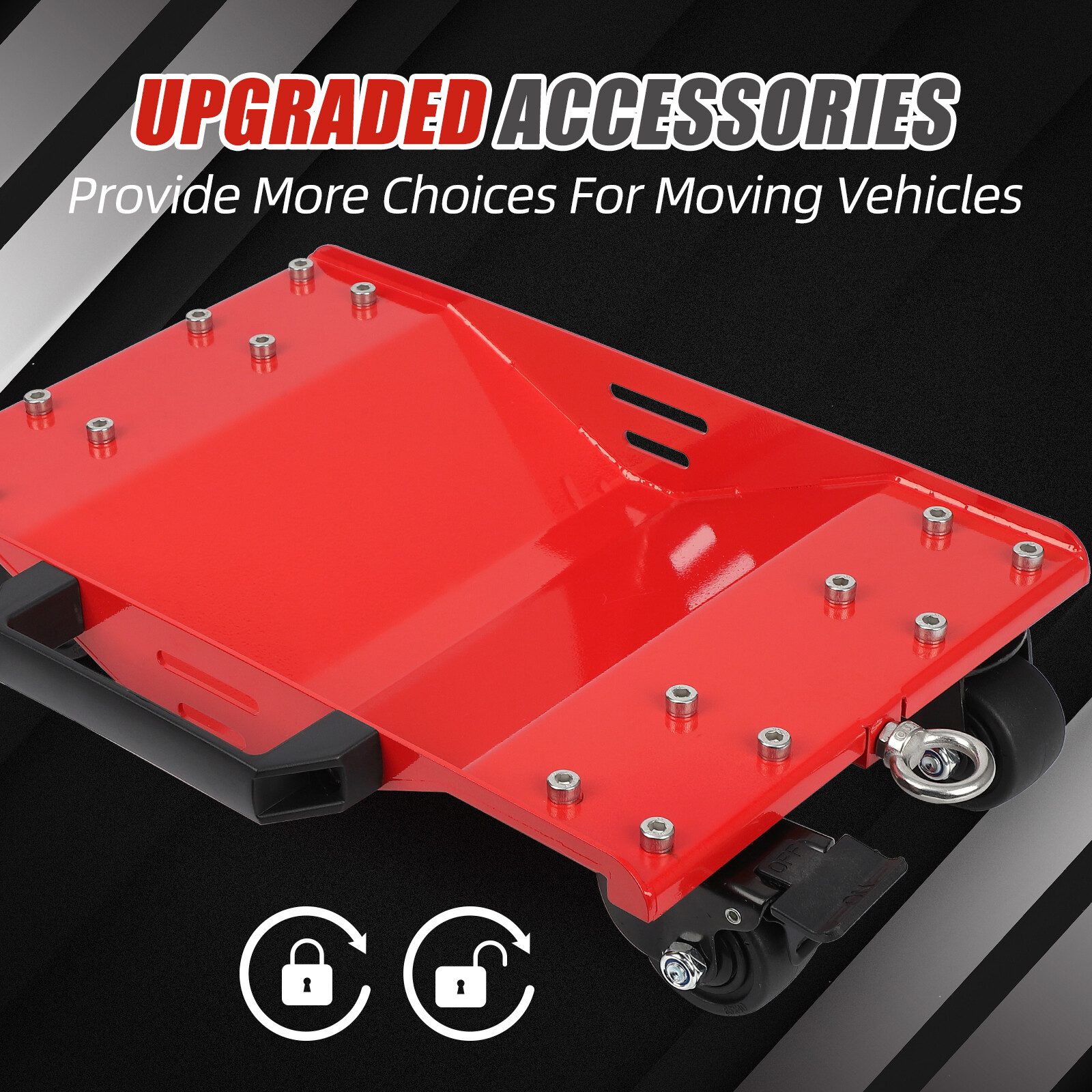 Set of 4 Car Wheel Dolly 8000LBS w/ Tow Hooks&Sidebar Handles for ...