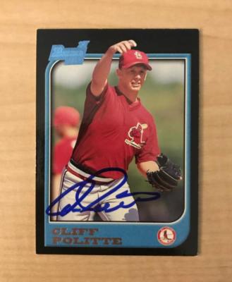 CLIFF POLITTE ST. LOUIS CARDINALS SIGNED AUTOGRAPHED 1997 BOWMAN CARD ...