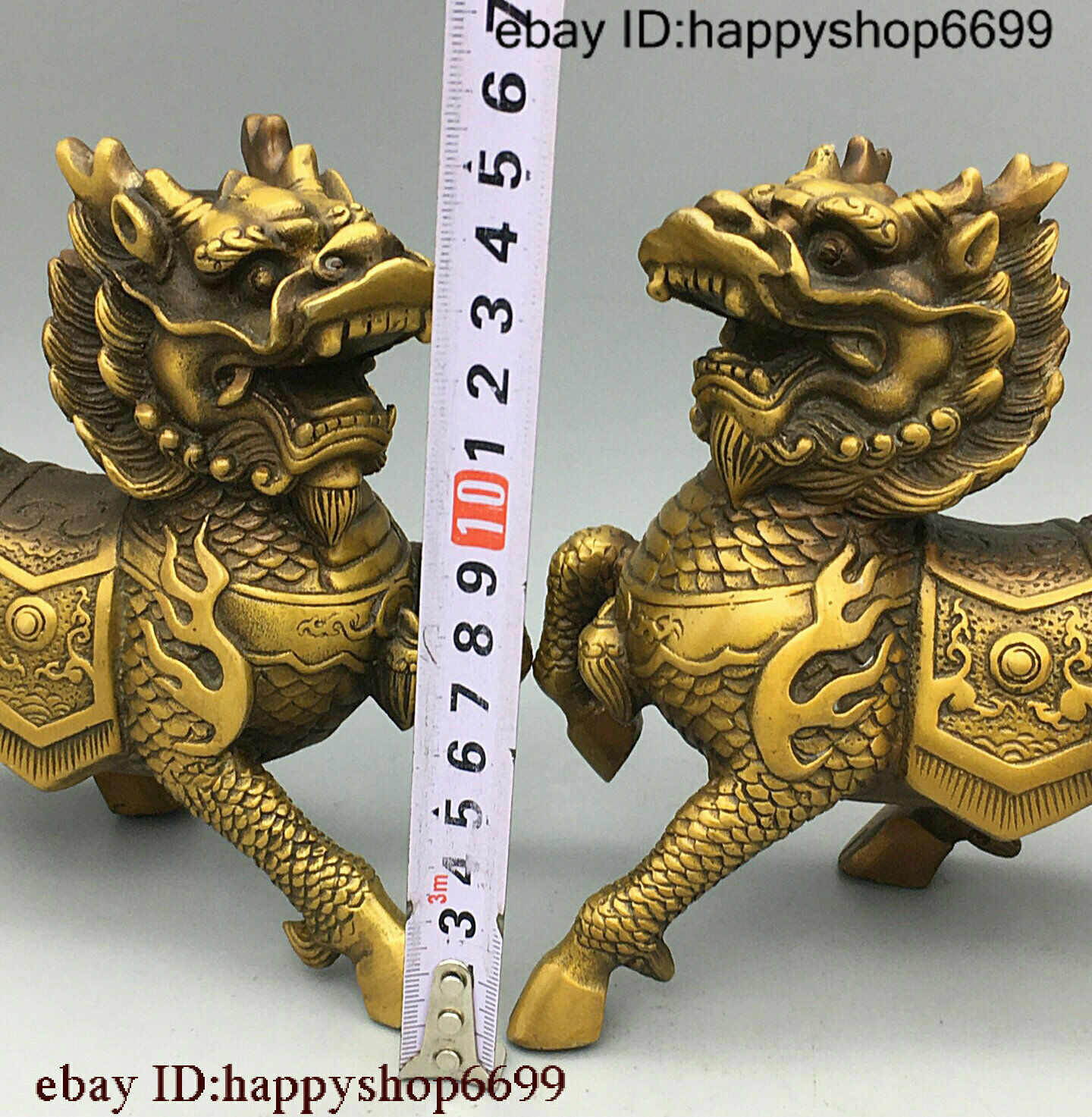 Collect China Bronze Feng shui Animal Kylin Chi-lin Qilin God Beast ...