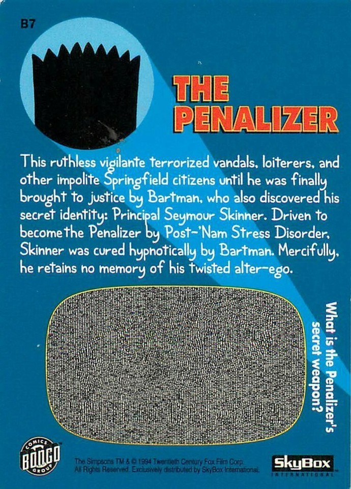 THE PENALIZER BATMAN 1994 Skybox The Simpsons Series 2 Trading Card #B7 ...