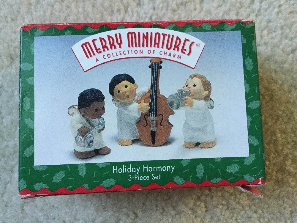 Holiday harmony hallmark merry miniatures 3 pc set angel jazz band 1997 ...