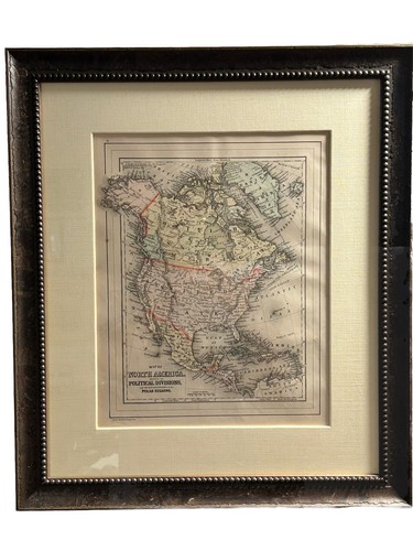 FRAMED 1887 Map of North America Showing Its Political Divisions M ...