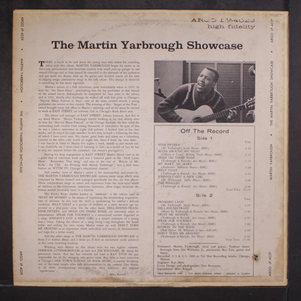 MARTIN YARBROUGH: showcase Argo (6) 12" LP 33 RPM | eBay