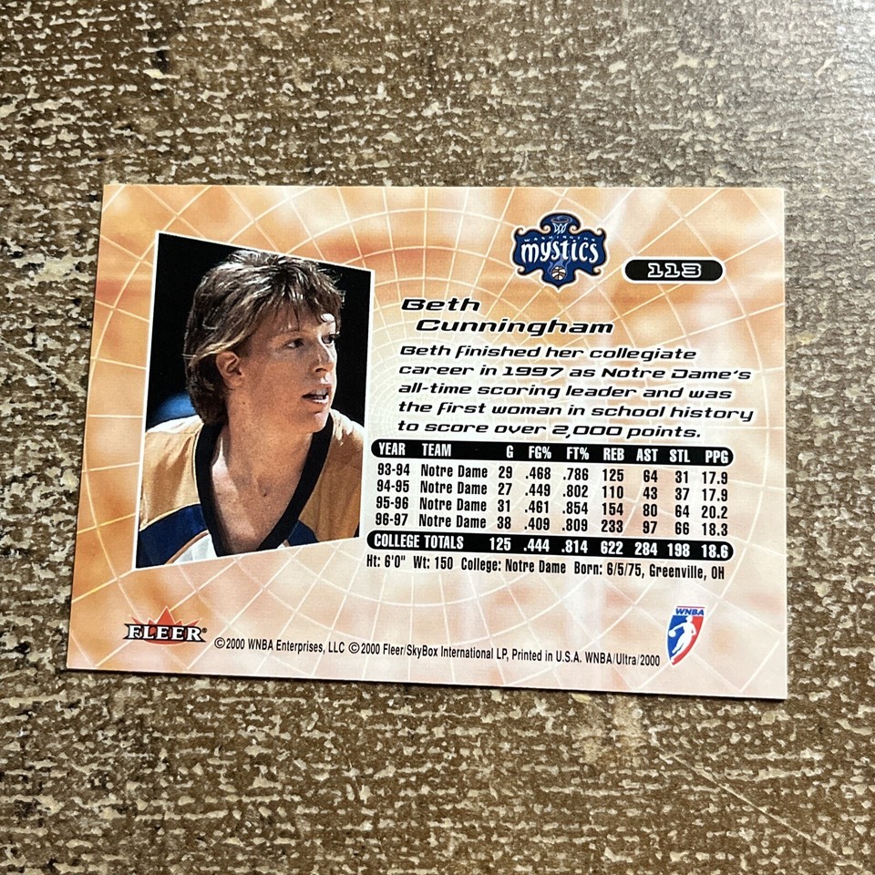 2000-01 Ultra WNBA Beth Cunningham Rookie Washington Mystics #113 | eBay