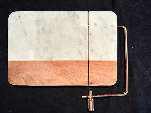 Threshold White Marble and Acacia Wood Cheese Board with Copper Handle ...