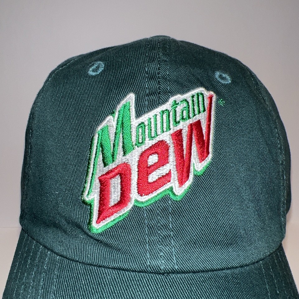 Mountain Dew Patch on Dark Green Hat Cap Cotton Strap Metal Buckle Cap ...