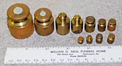 11 Ohaus Brass Balance Scale Calibration Weights 200, 100 , 50, 30, 20 ...