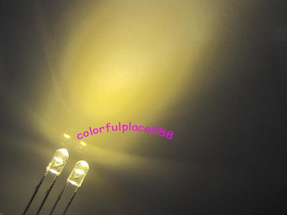 100pcs, 3mm Warm White Round Flangeless Water Clear LED Leds ...