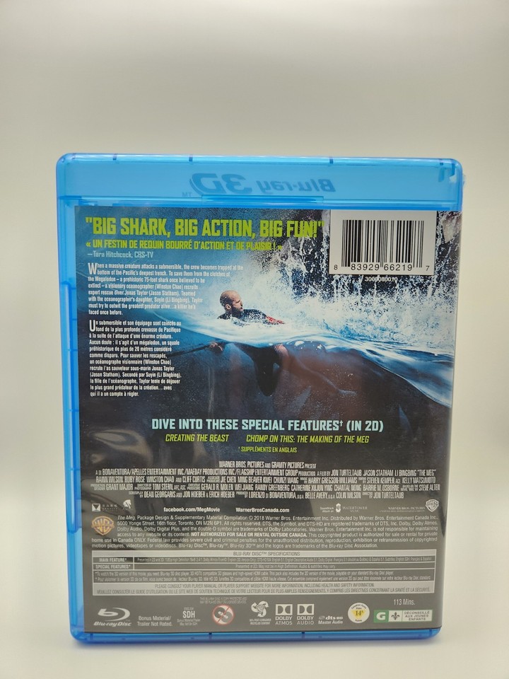 The Meg (3D Blu-ray,Blu-ray+DVD 2018) Jason Statham | eBay