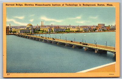 Postcard MA Harvard Bridge & MIT in the Background Boston Massachusetts ...