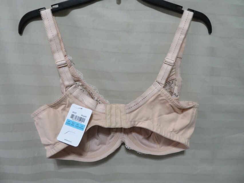 Delimira Women's Full Coverage Underwire Bra Unlined Lace Plus-Beige ...