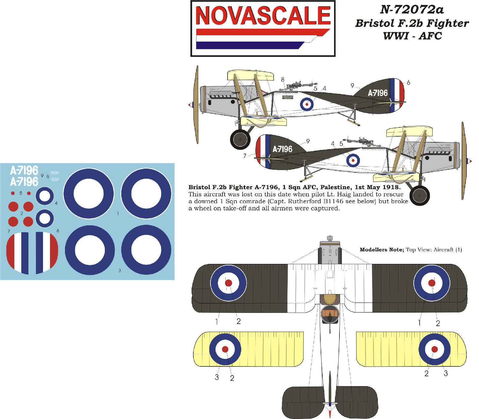AFC Decals Bristol F.2B WWI Mini-Set 1/72 Scale N72072a | eBay