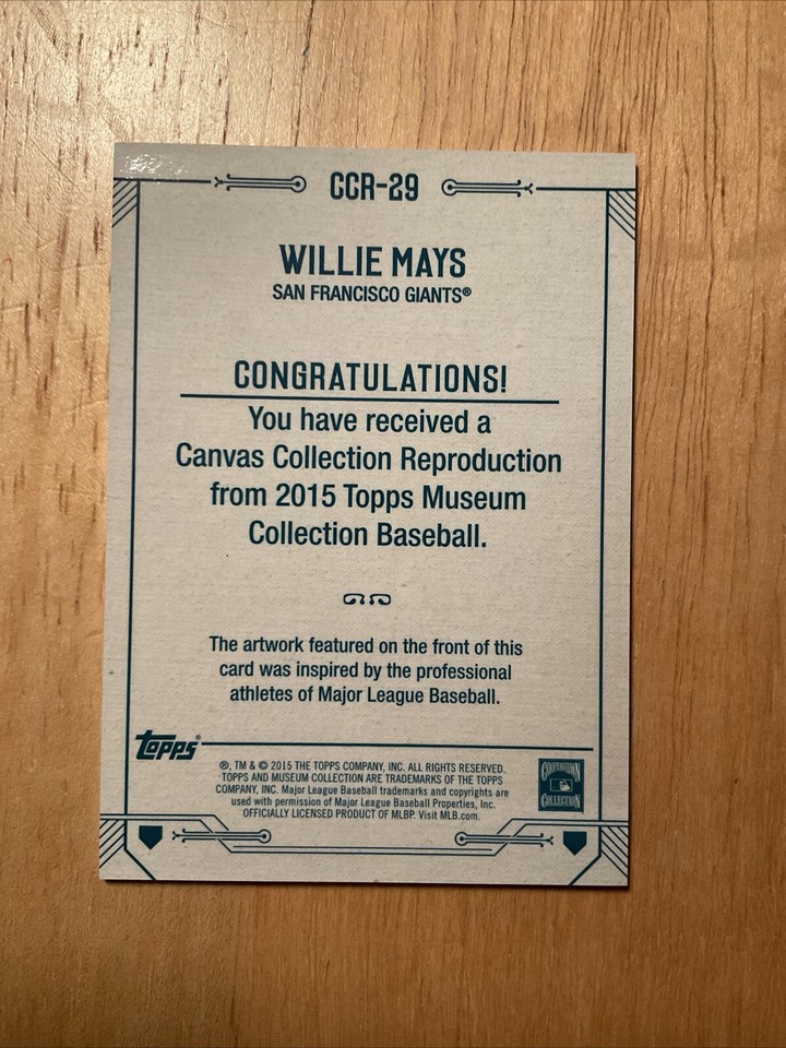 Willie Mays 2015 Topps Museum Collection Canvas Collection San ...