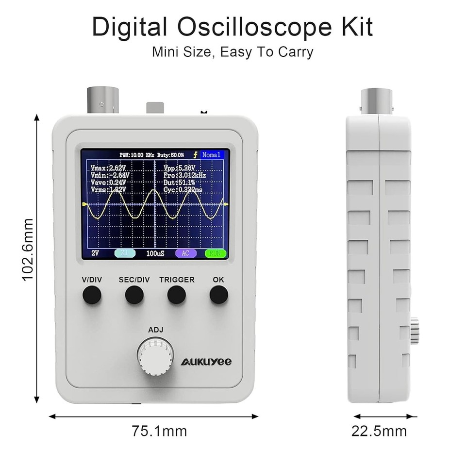 Handheld Digital Oscilloscope Kit - AUKUYEE 2.4"TFT Mini Portable ...