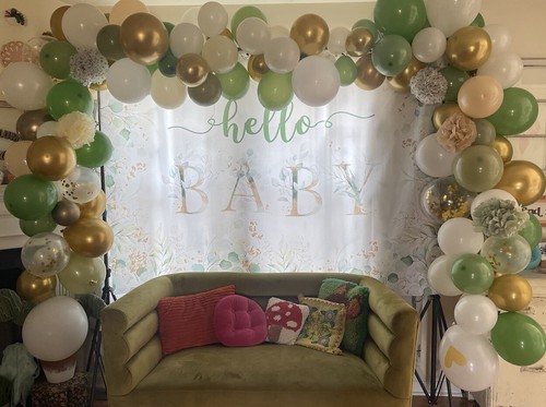 Sage Green Baby Shower Decor Banner Whimsical Nature Boy Girl Flag OH ...