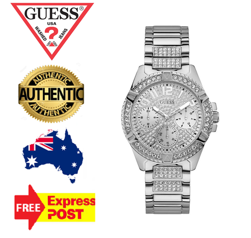 GUESS FRONTIER W1156L1 SILVER/CRYSTAL CHRONOGRAPH QUARTZ WOMENS WATCH ...