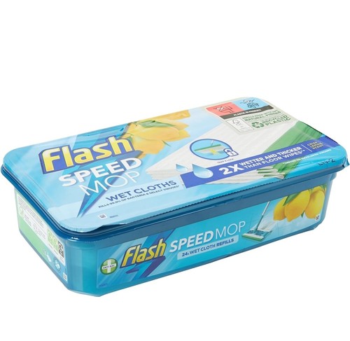 24 Pack Flash Speed Mop Hygiene Mop Refill Wet Cloths Refills Lemon ...