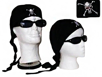 Jolly Roger Red Eyes Skull and Bones Pirate Do Rag Skull Cap Head Wrap ...