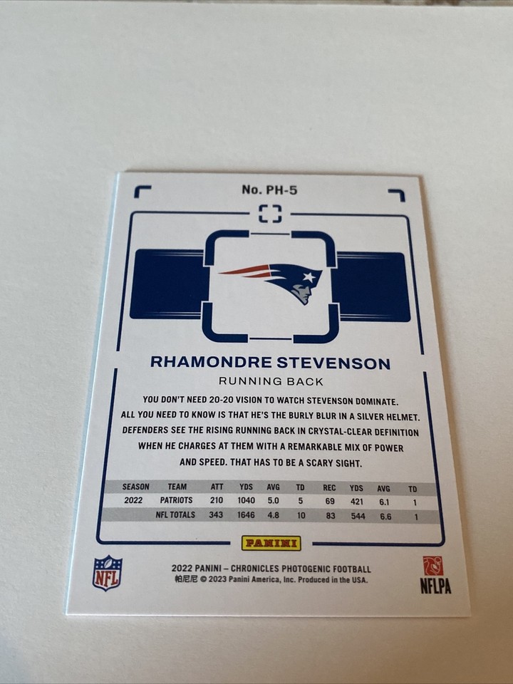 2022 Panini Chronicles Photogenic Rhamondre Stevenson #PH-5 Silver ...