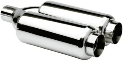 Stainless Steel Polished Exhaust Back Box Double Exhaust Box | eBay UK