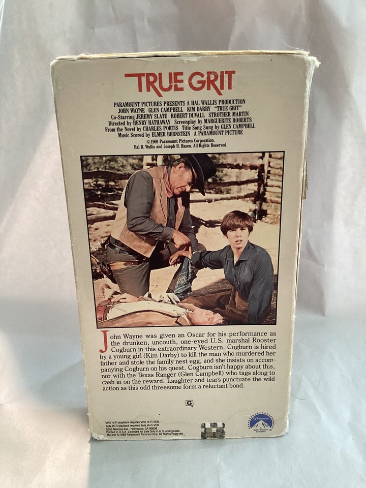 True Grit VHS 1989 John Wayne Glen Campbell Kim Darby Robert Duvall ...
