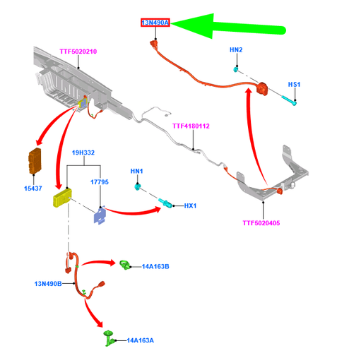 FORD TOURNEO CUSTOM Trailer Coupling Wiring BK2T-13B576-DD 2682317 NEW ...