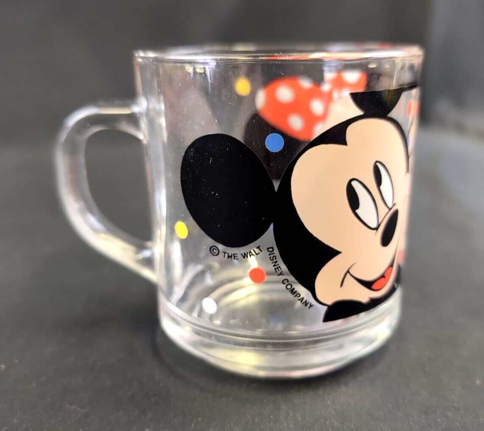 The Walt Disney Company Mickey Mouse and Minnie Mouse Clear Glass Mug ...
