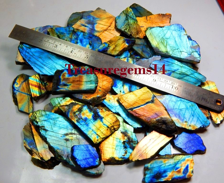 1260 CT NATURAL MULTI FIRE LABRADORITE SPECTROLITE ROCK ROUGH TILE SLAB ...