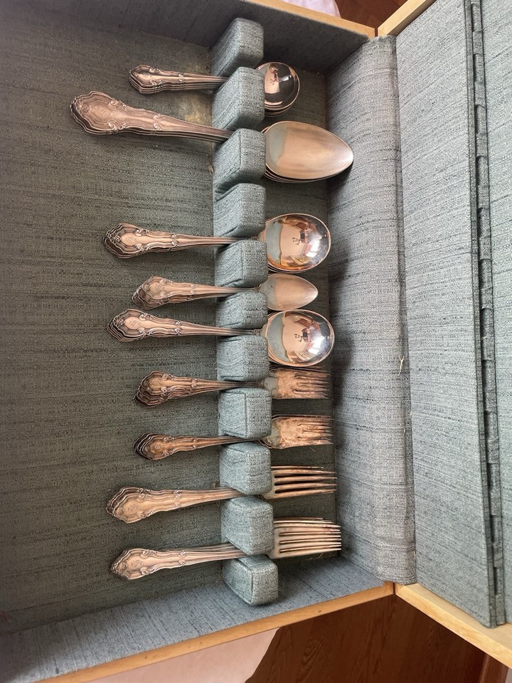 GMCo EP, Antique Silverplate Flatware With Case, Engraved Monogram ...