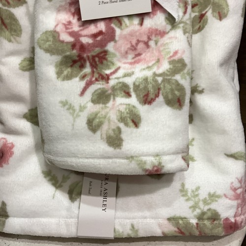 Set of 3 Laura Ashley LISALEE Pink White Roses 1 BATH Towels + 2 Hand ...